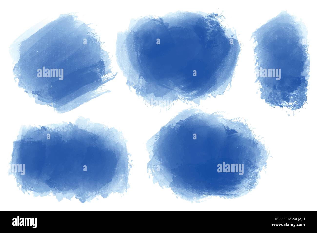 Hand draw blue brush stroke set watercolor design Stock Vector Image ...