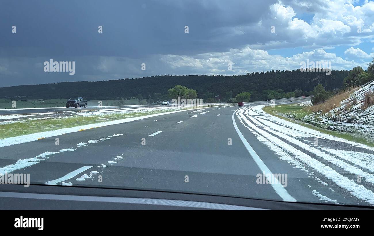 Hail covered highway hi-res stock photography and images - Alamy