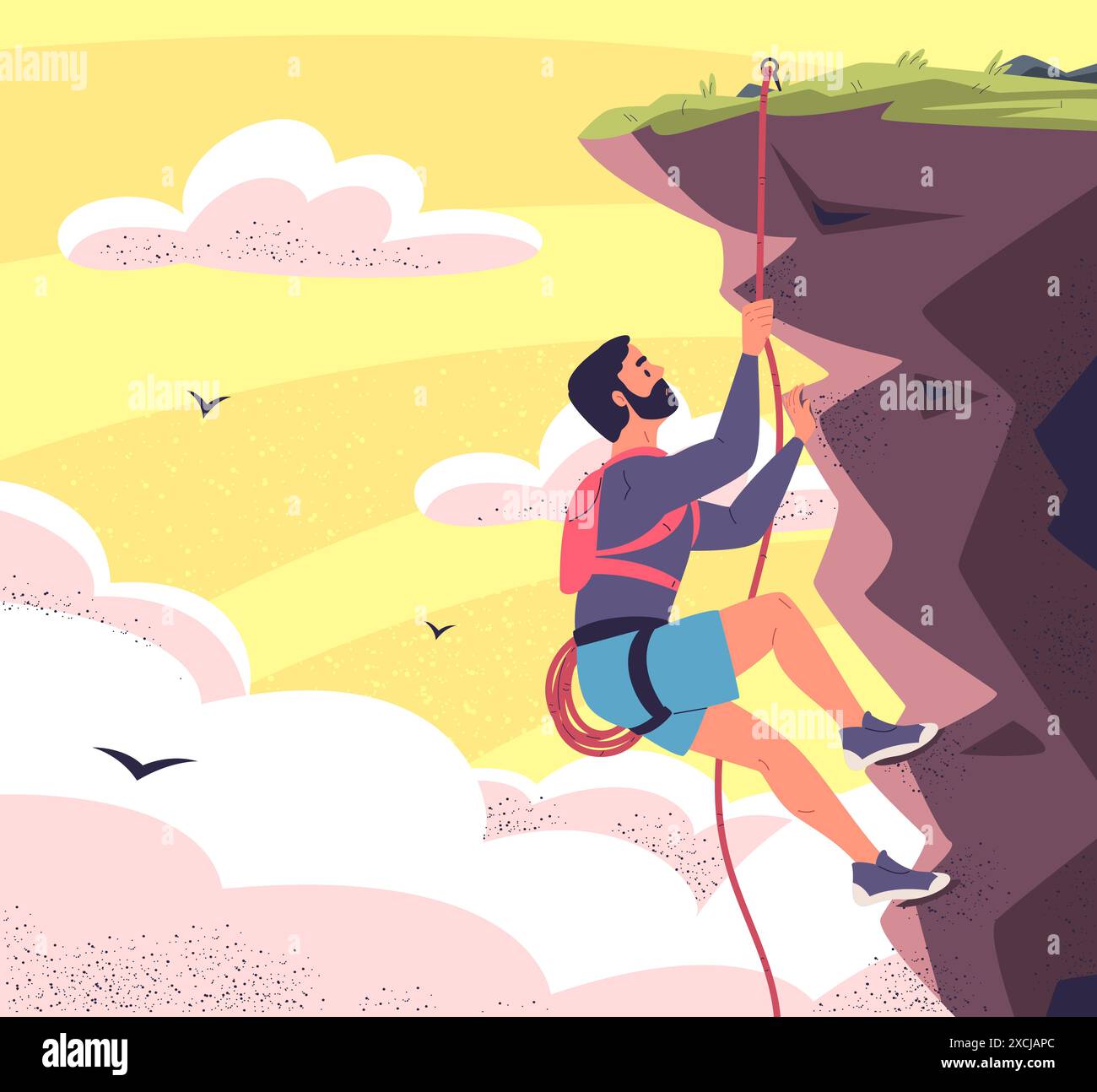 Climber sheer cliff. Mountaineering nature risk climbing dangerous ...