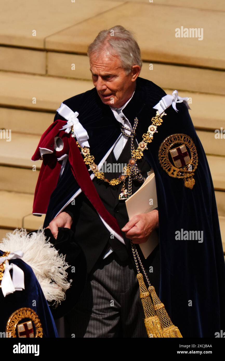 Former Prime Minister Sir Tony Blair Leaves After Attending The Annual Order Of The Garter