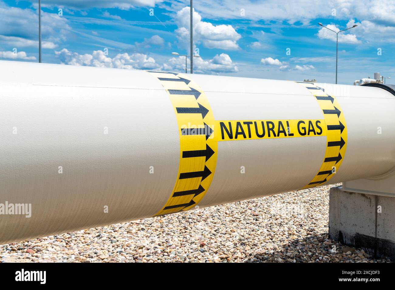 High pressure gas pipeline with safety features. Concept of industrial ...