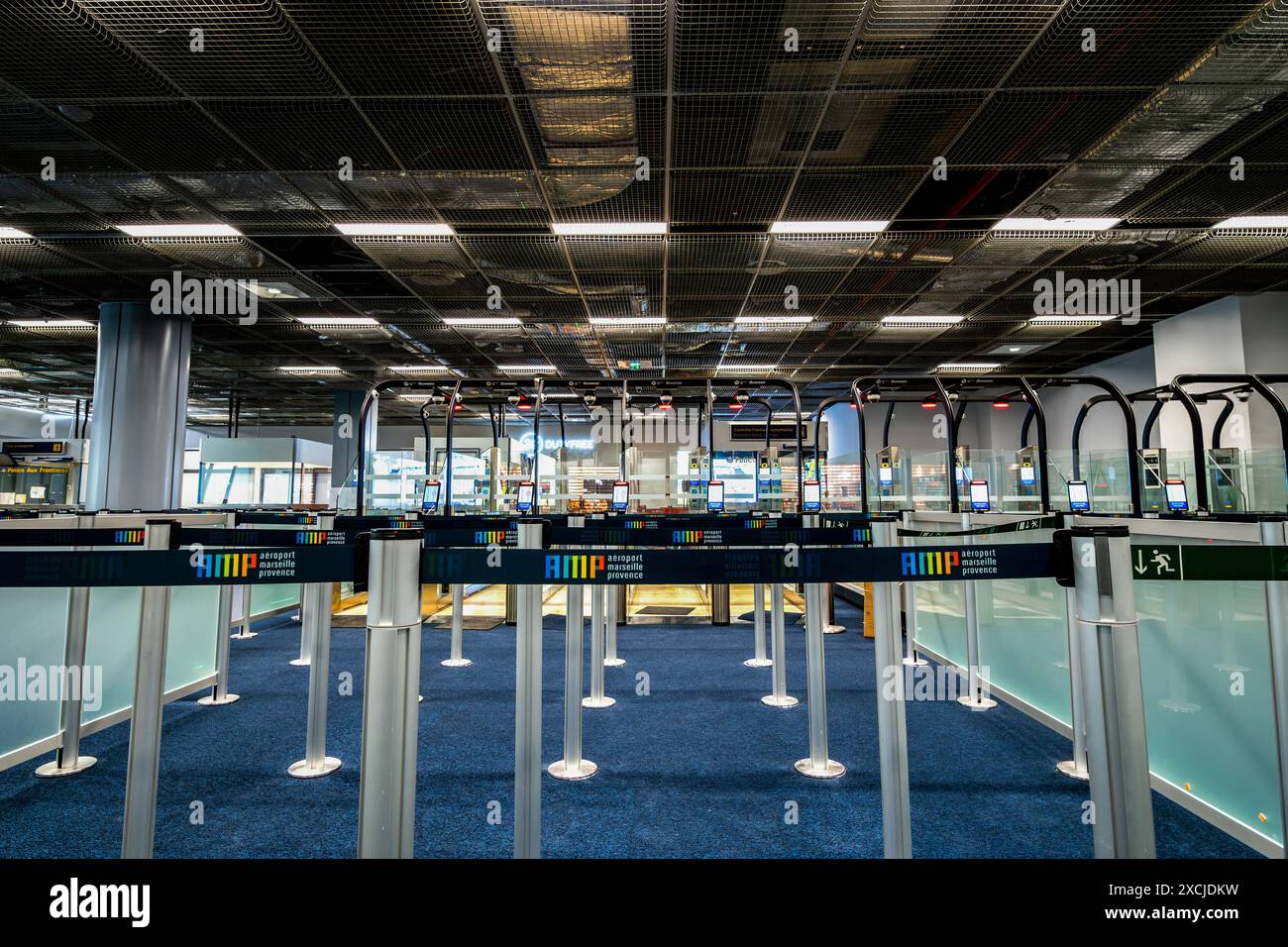 View of the new customs control zones for travelers. The new Terminal 1 ...