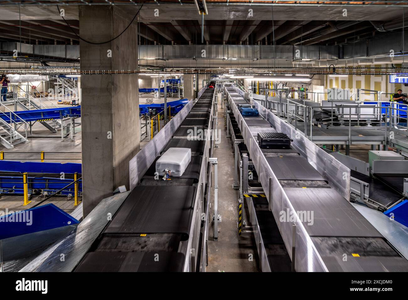 View of the new underground passenger baggage sorting and security ...