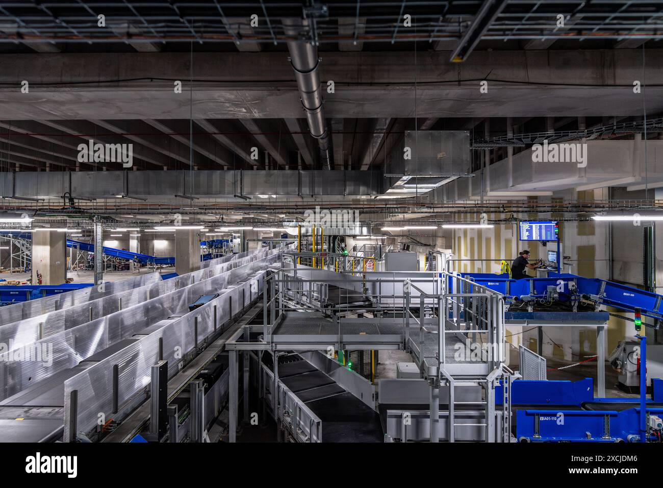 View of the new underground passenger baggage sorting and security ...