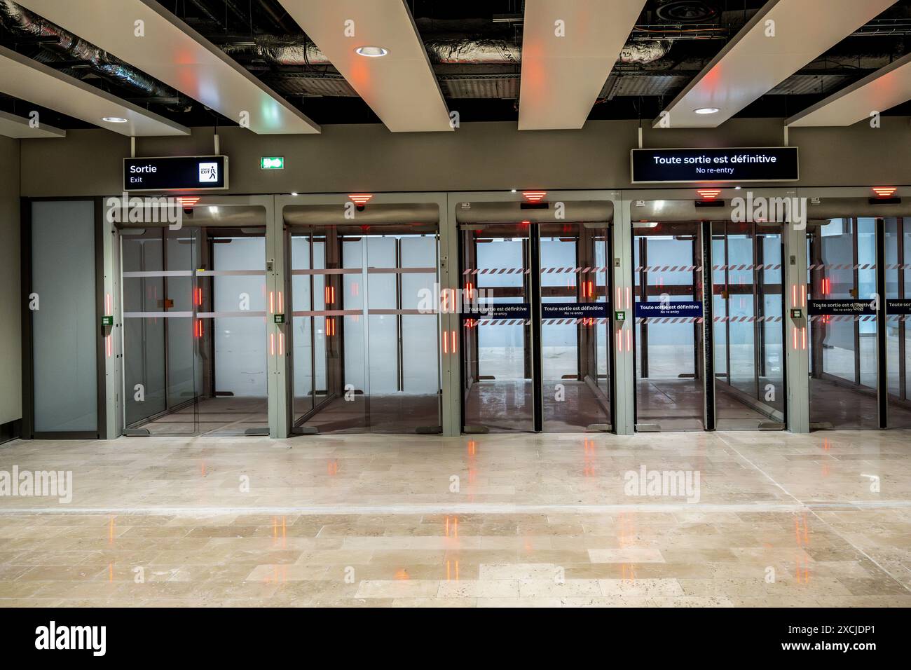 The exit doors of internation zone in Marseille-Provence airport. The ...