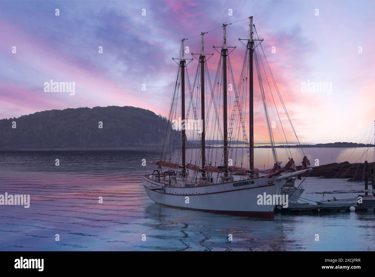 Old sailing boat at sunrise. Bar Harbor, Maine Stock Photo - Alamy