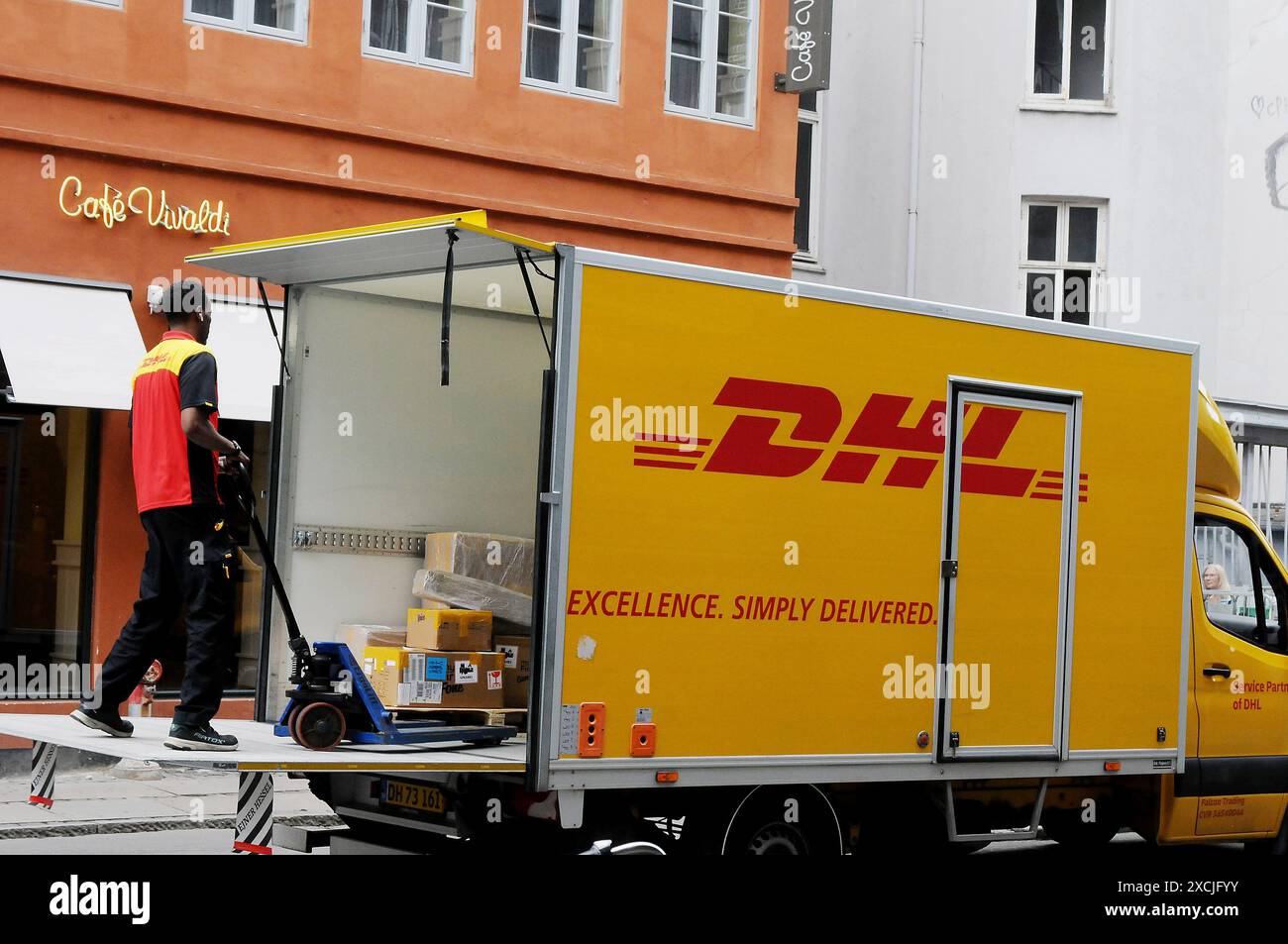 Copenhagen/ Denmark/17 June 2024/Deutsche post DHL delivery truck in ...