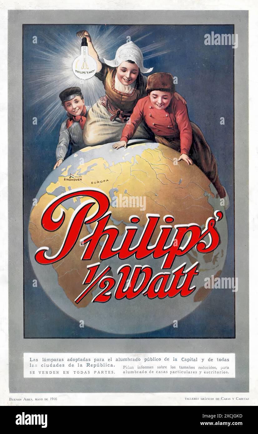 Ad for Philips ½ Watt lightbulb, Plus Ultra magazine, Nº 2, July 1916 ...