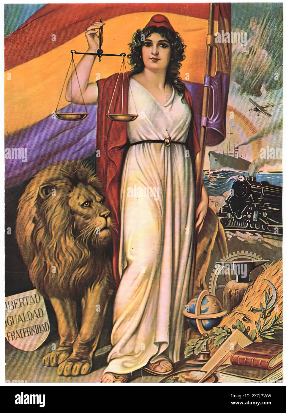 Allegory of the Second Spanish Republic. - Vintage Print Poster Stock ...