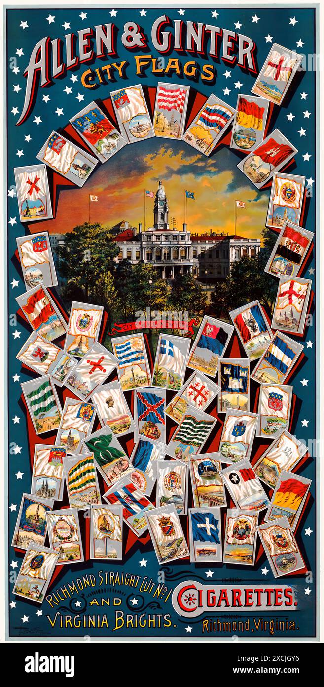 Allen and Ginter, City Flags, Viriginia Brights Cigarettes, 1888 ...