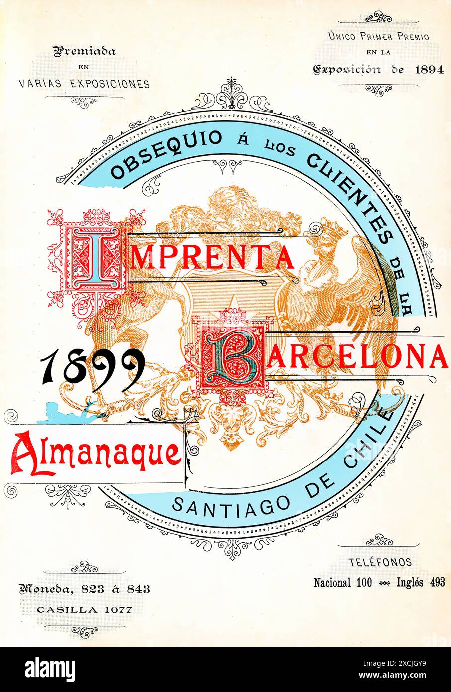 Almanaque Imprenta Barcelona, Santiago, 1899. - Vintage Advertising ...