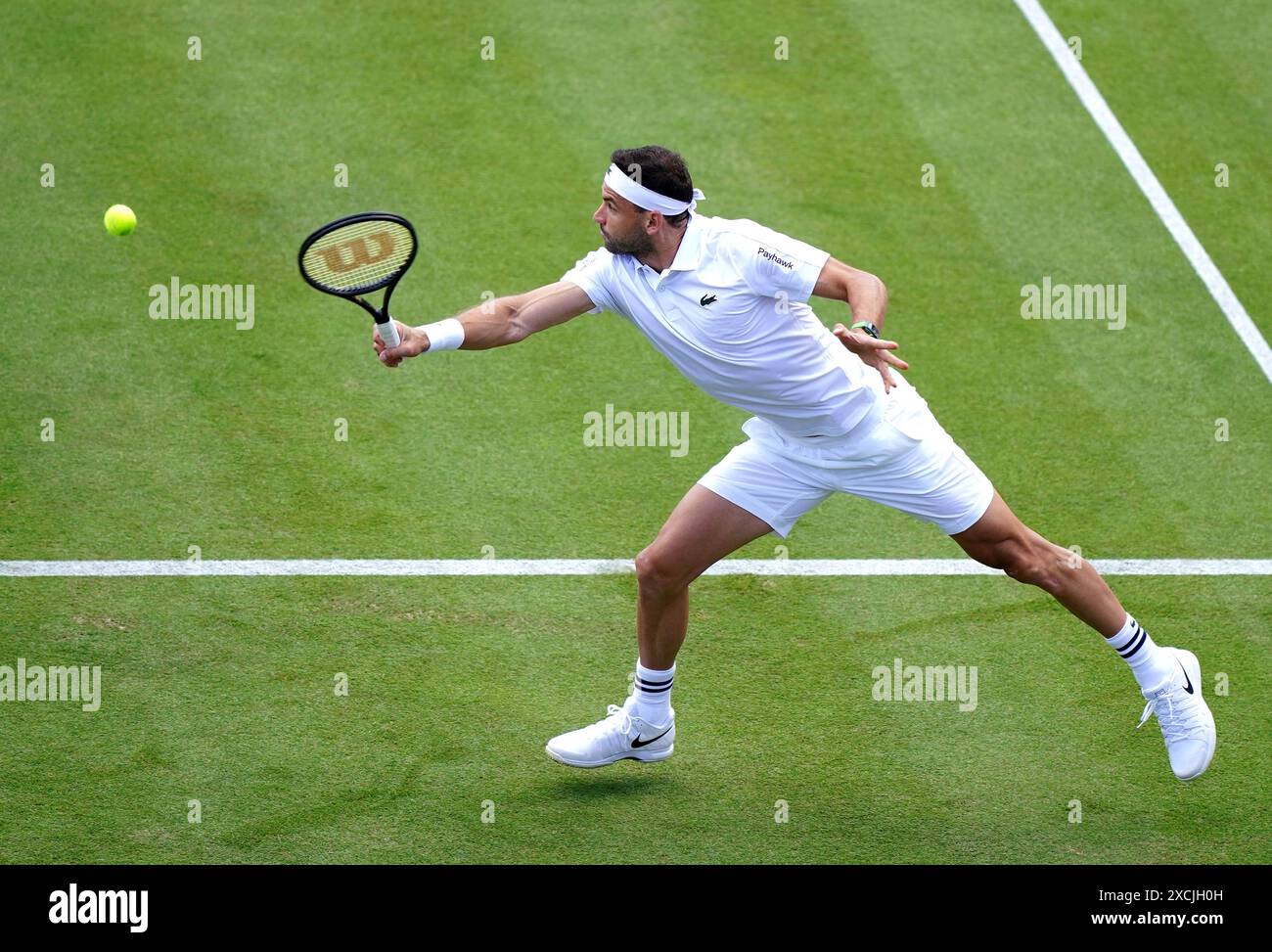 Grigor Dimitrov in action against Adrian Mannarino (not pictured) on ...