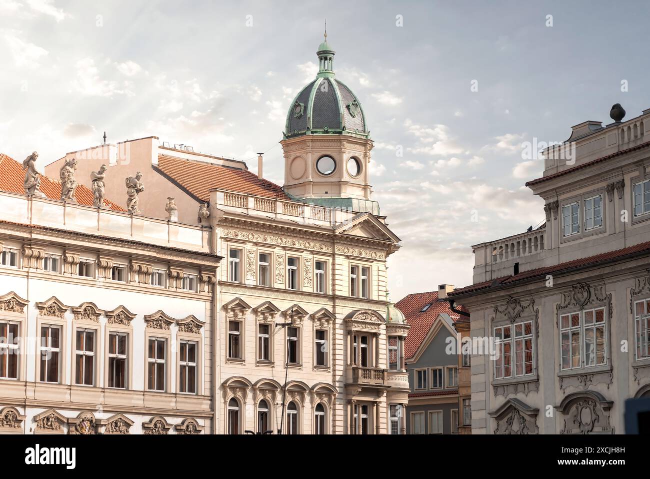 Elegant classical buildings are standing on a square in the city center ...