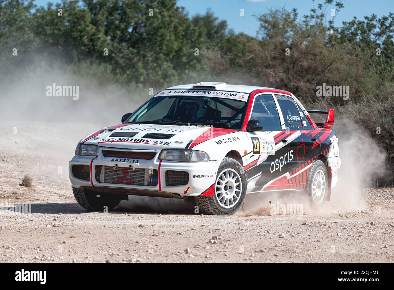 Anogyra, Cyprus - January 29, 2023: Mitsubishi Lancer Evo VII Rally at Anogyra Rally Sprint 2023 ...