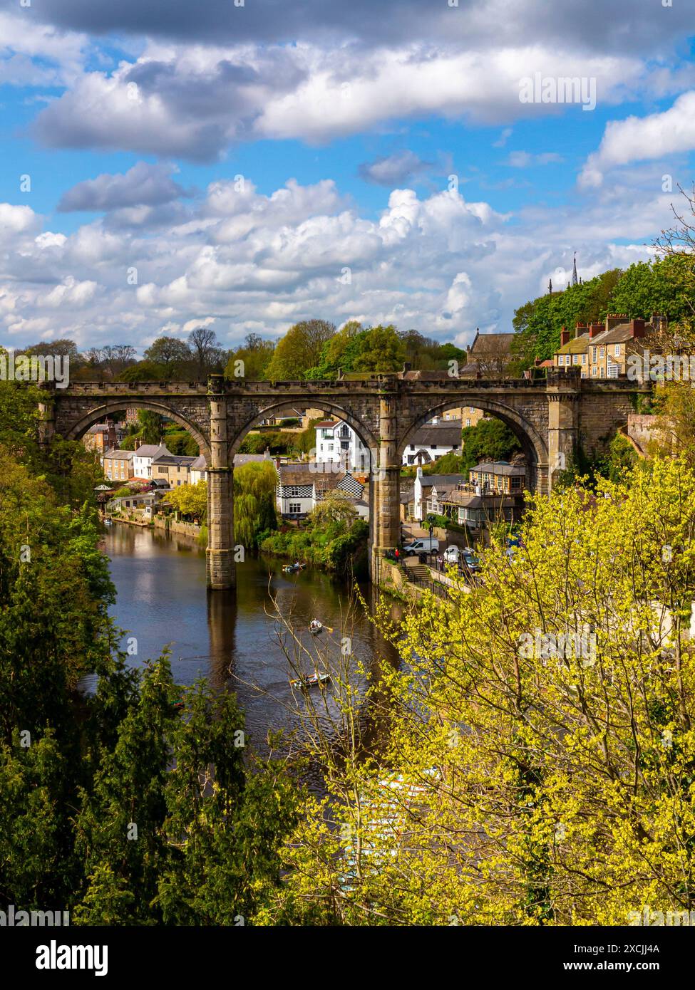 View of the railway viaduct over the River Nidd in Knaresborough North ...