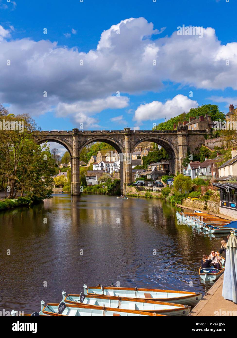 View of the railway viaduct over the River Nidd in Knaresborough North ...