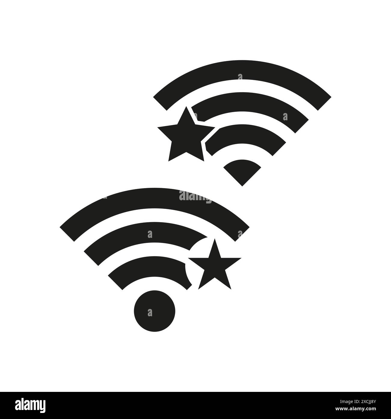 Wi Fi star icons. Black and white. Vector signal symbols. Wireless connection Stock Vector Image ...