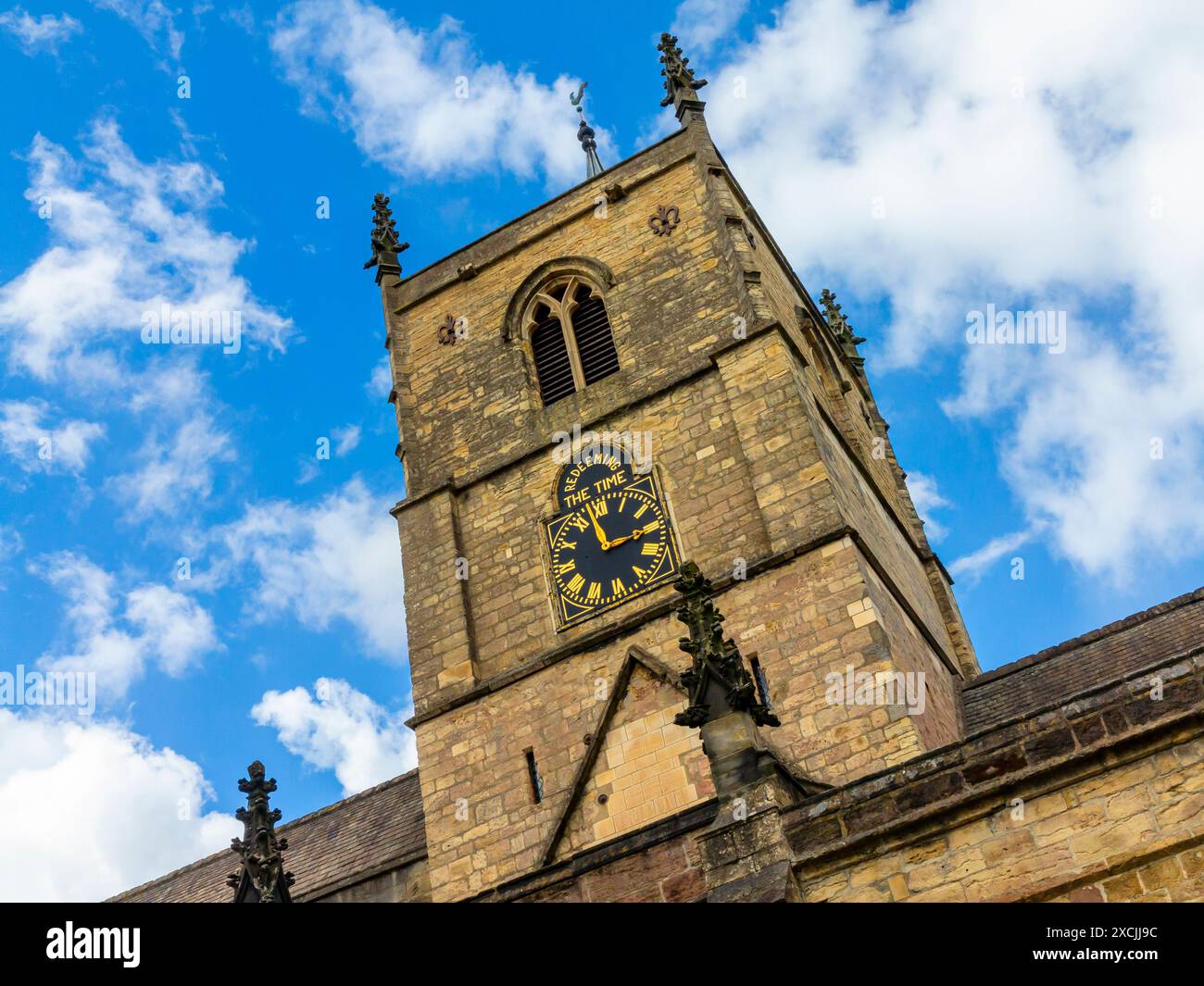 The clock tower on St Johns Church in Knaresborough North Yorkshire ...