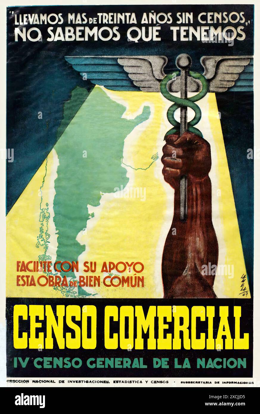 Censo Comercial, IV Censo General de la Nación, 1947 - Vintage Print ...