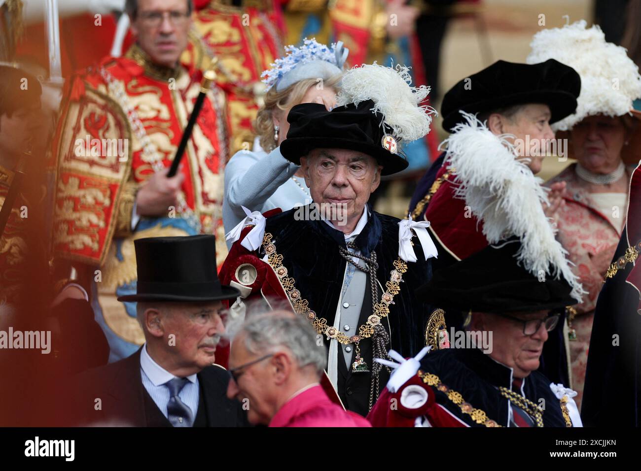 Lord Andrew Lloyd Webber leaves after attending the annual Order of the ...