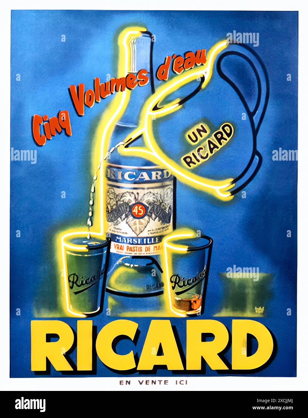 Cinq Volumes d'eau, Ricard Pastis, 1935. - Vintage Print Poster Stock ...