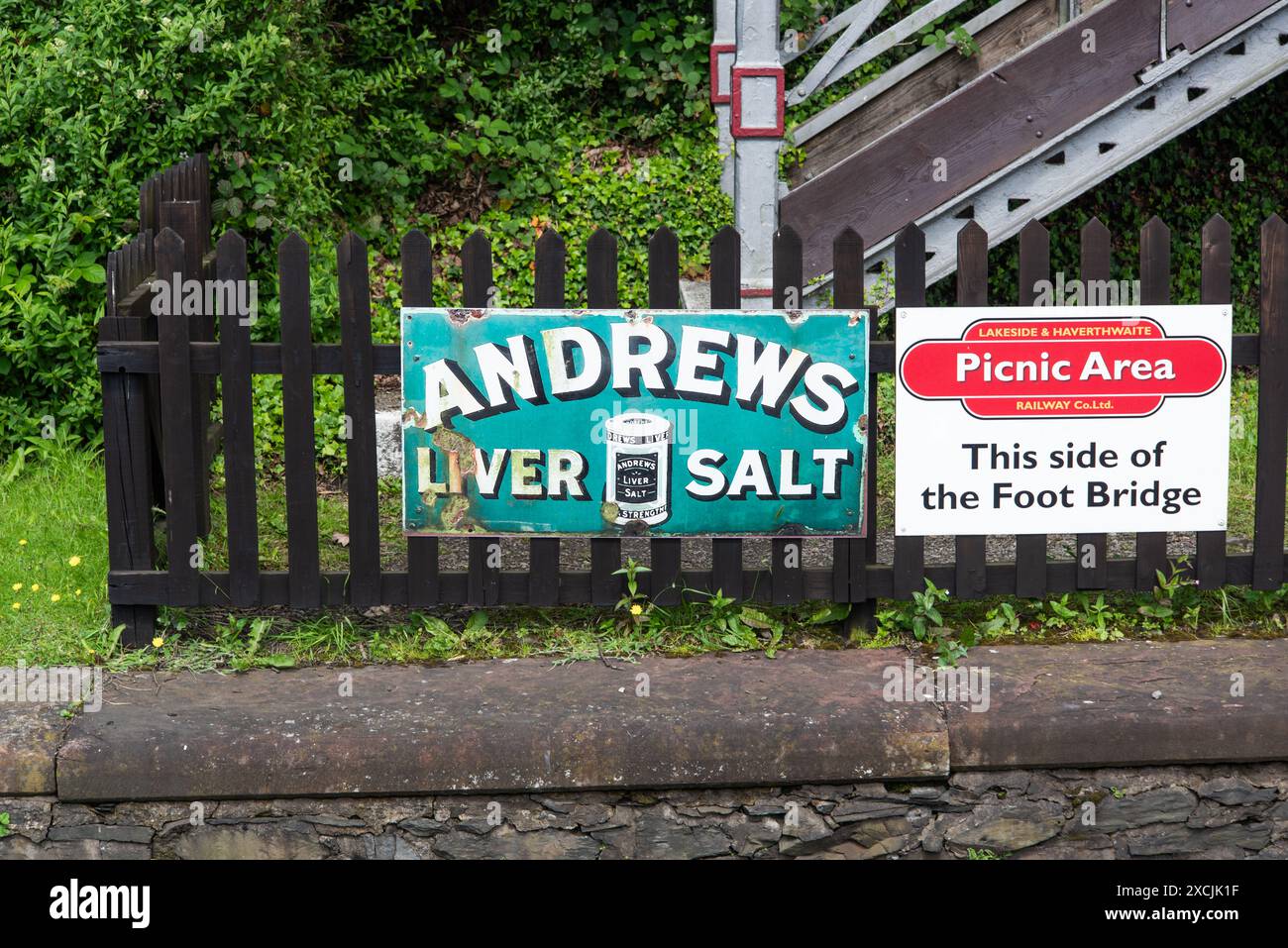 Enamel adverstising sign, Lakeside and Haverthwaite Railway, Cumbria ...