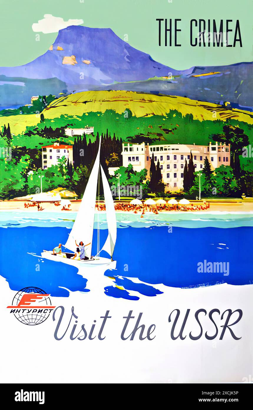 Crimea-Visit the USSR-1965 - Vintage Travel Poster Stock Photo - Alamy