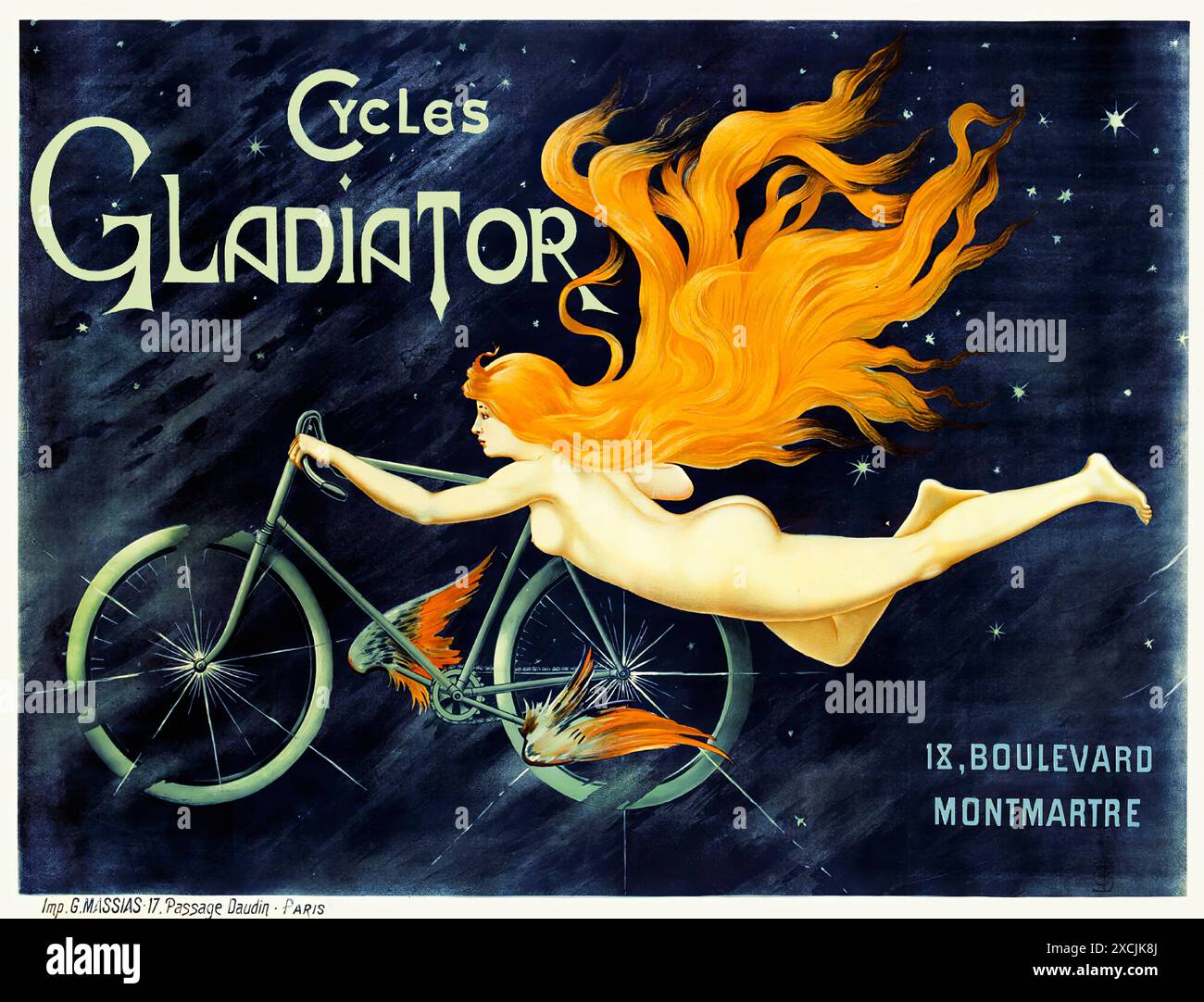 Cycles Gladiator, c. 1895 - Vintage Bike Advertising Print Poster Stock ...