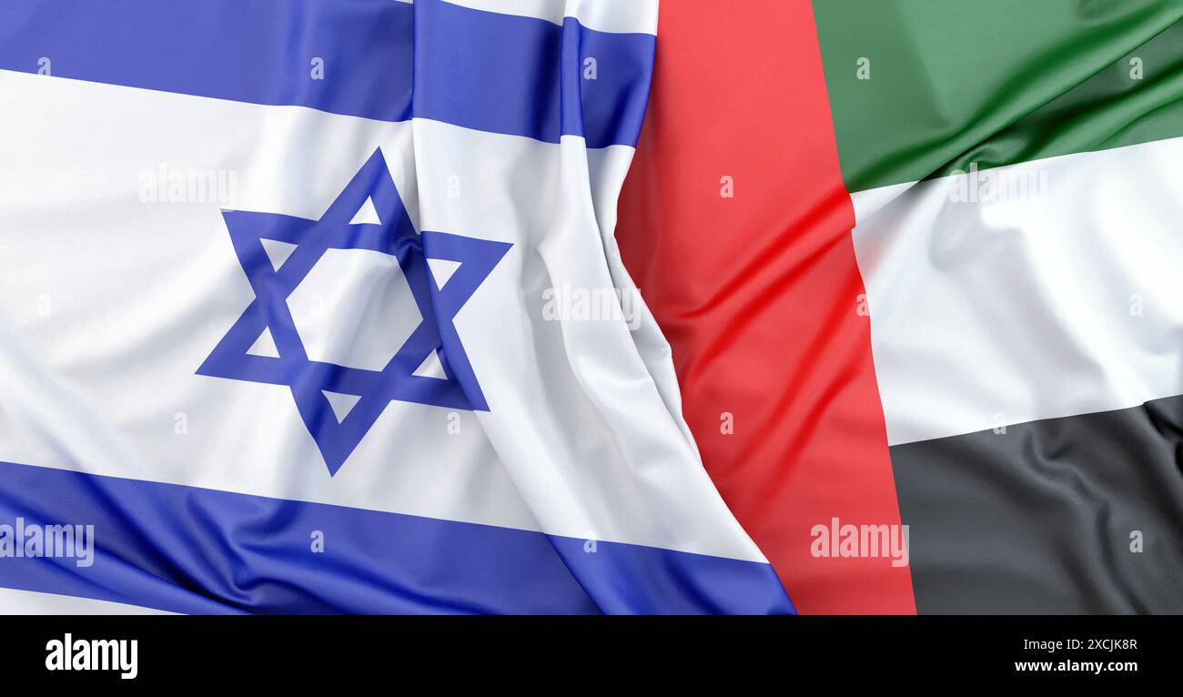 Israeli and UAE flags waving, representing international diplomacy and ...