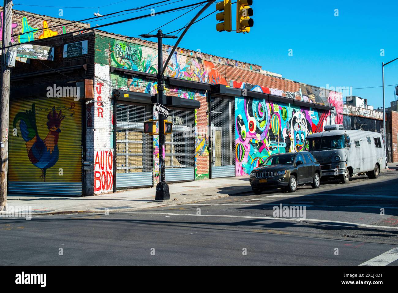 Covered in street art New York City, USA. Graffity and street art ...