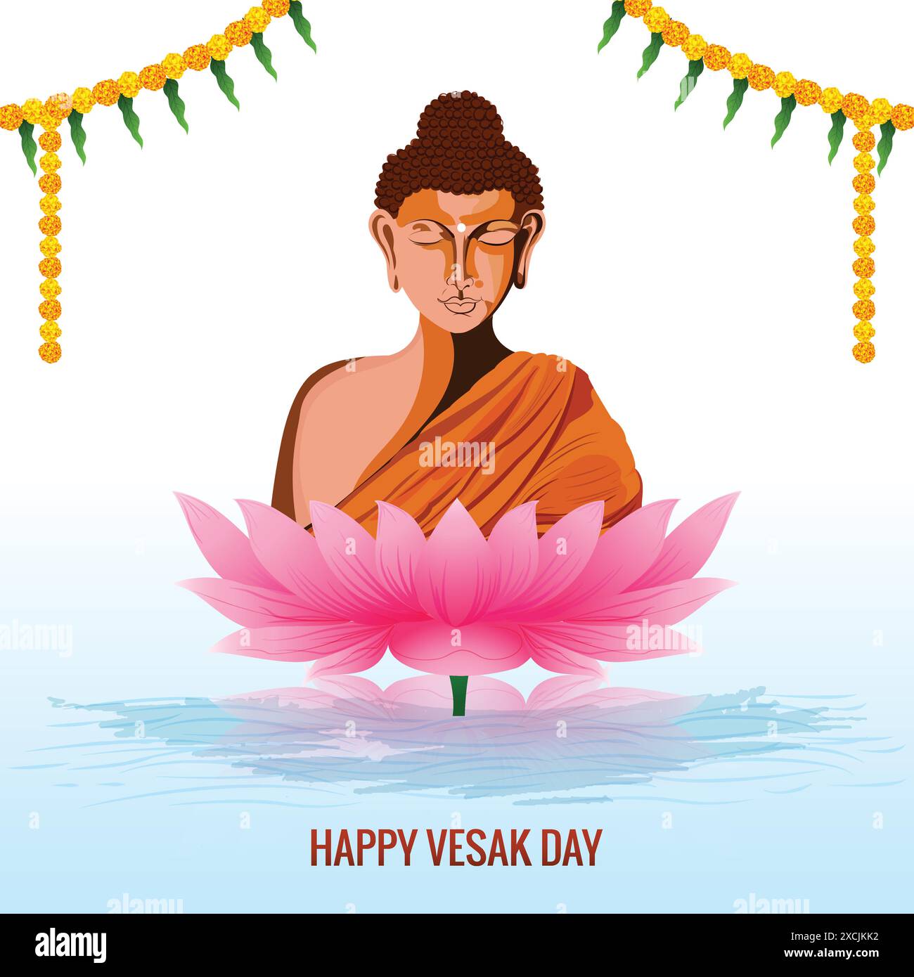 Buddha on lotus flower greeting card on happy vesak day background ...