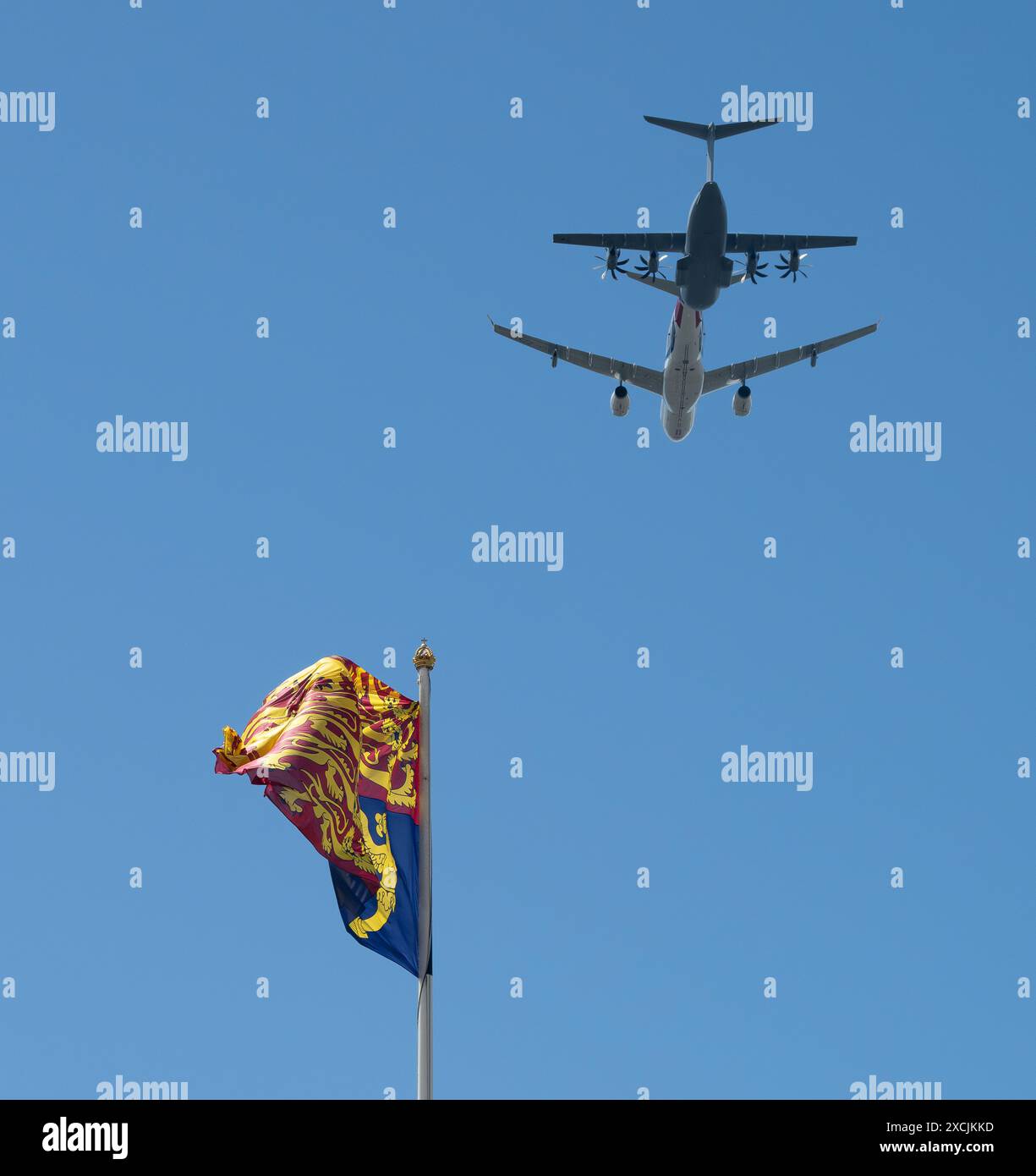 London, UK. 15th June, 2024. RAF flypast of a Voyager followed by Atlas ...