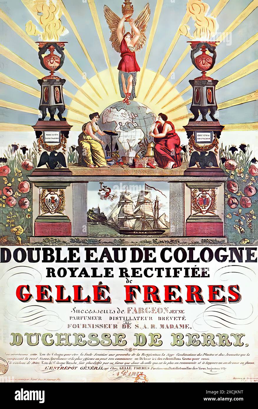 Double Eau de Cologne Royale Rectifiée de Gellé Frères, 1827. - Vintage ...