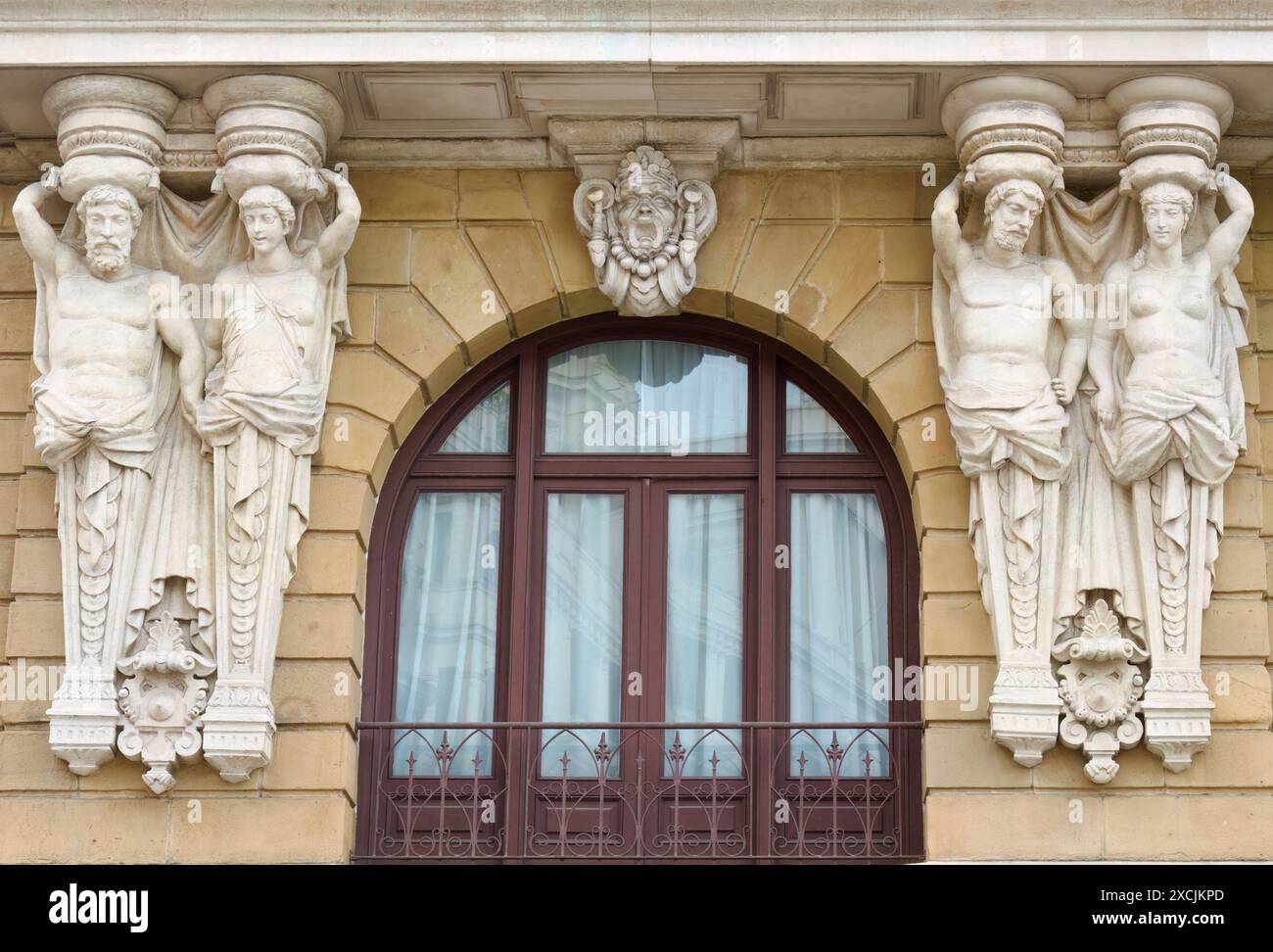 Detail of the Arriaga Theatre opened in 1890 named after Juan ...