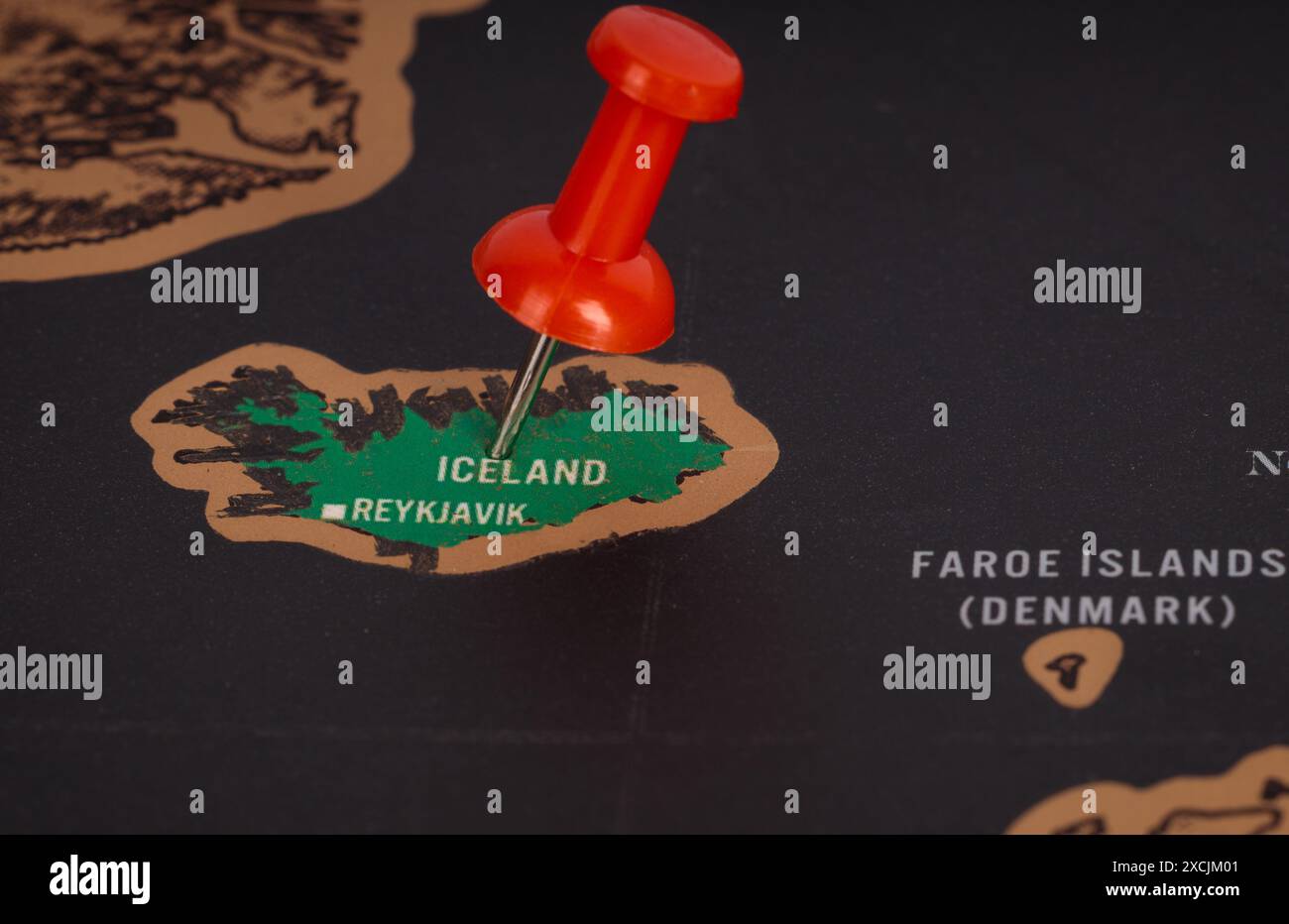 Red Pin Marking Iceland on Map Stock Photo - Alamy