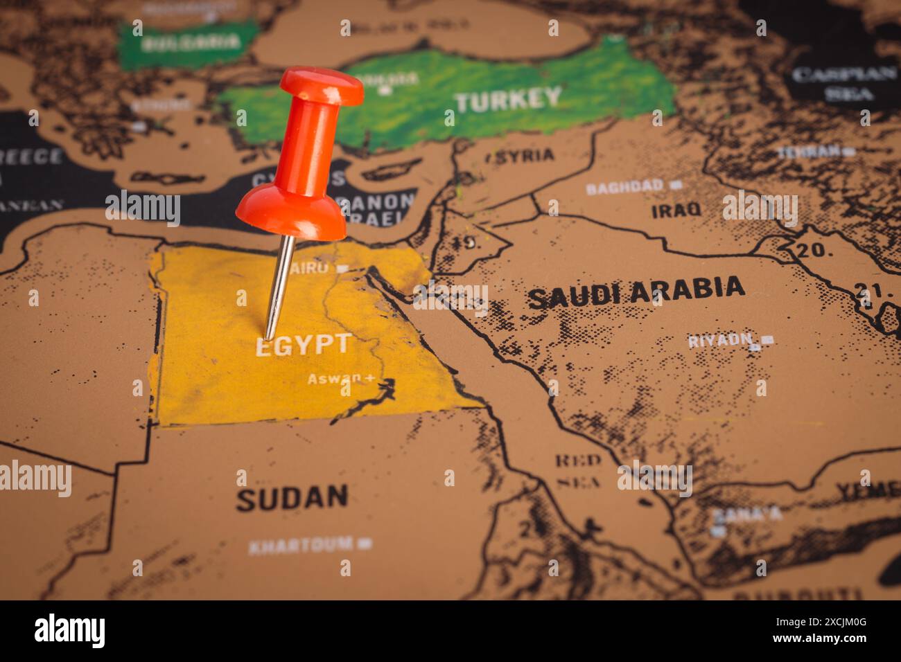 Red Pin Marking Egypt on Map Stock Photo - Alamy