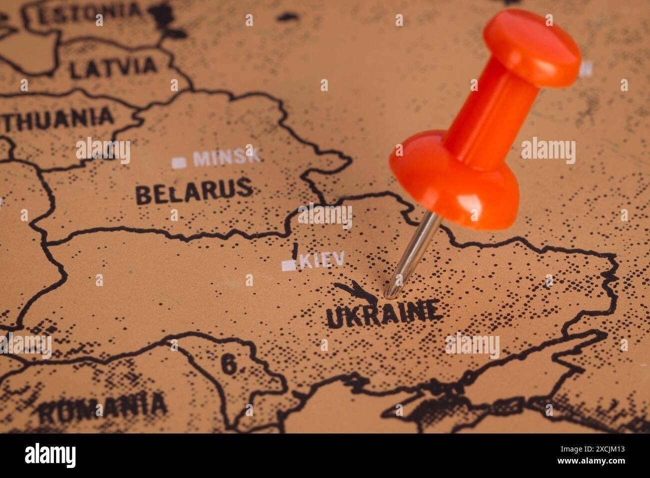 Red Pin Marking Ukraine on Map Stock Photo - Alamy