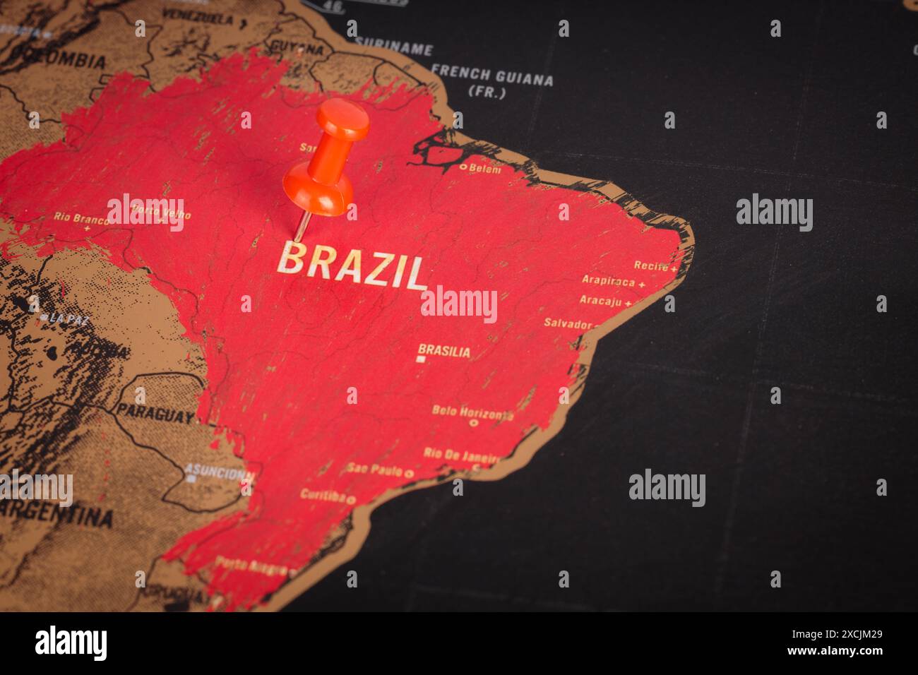 Brazil on map highlighted hi-res stock photography and images - Alamy