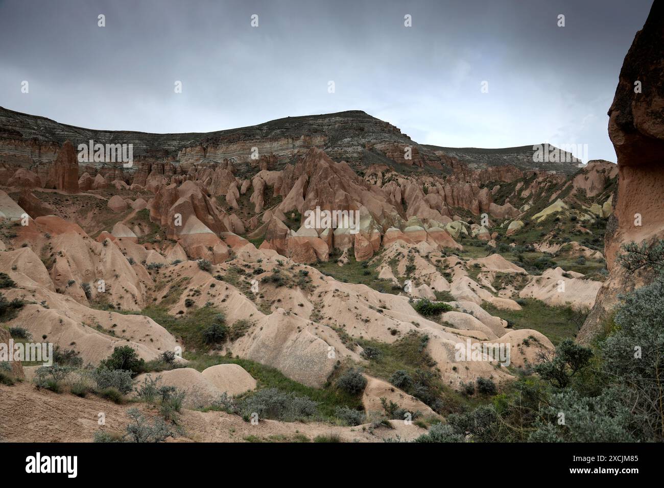 Rock formations in the Rose Valley in Cappadocia, Turkey Stock Photo ...