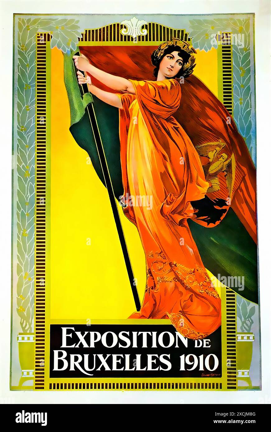Exposition de Bruxelles, 1910. - Vintage Advertising Print Poster Stock ...