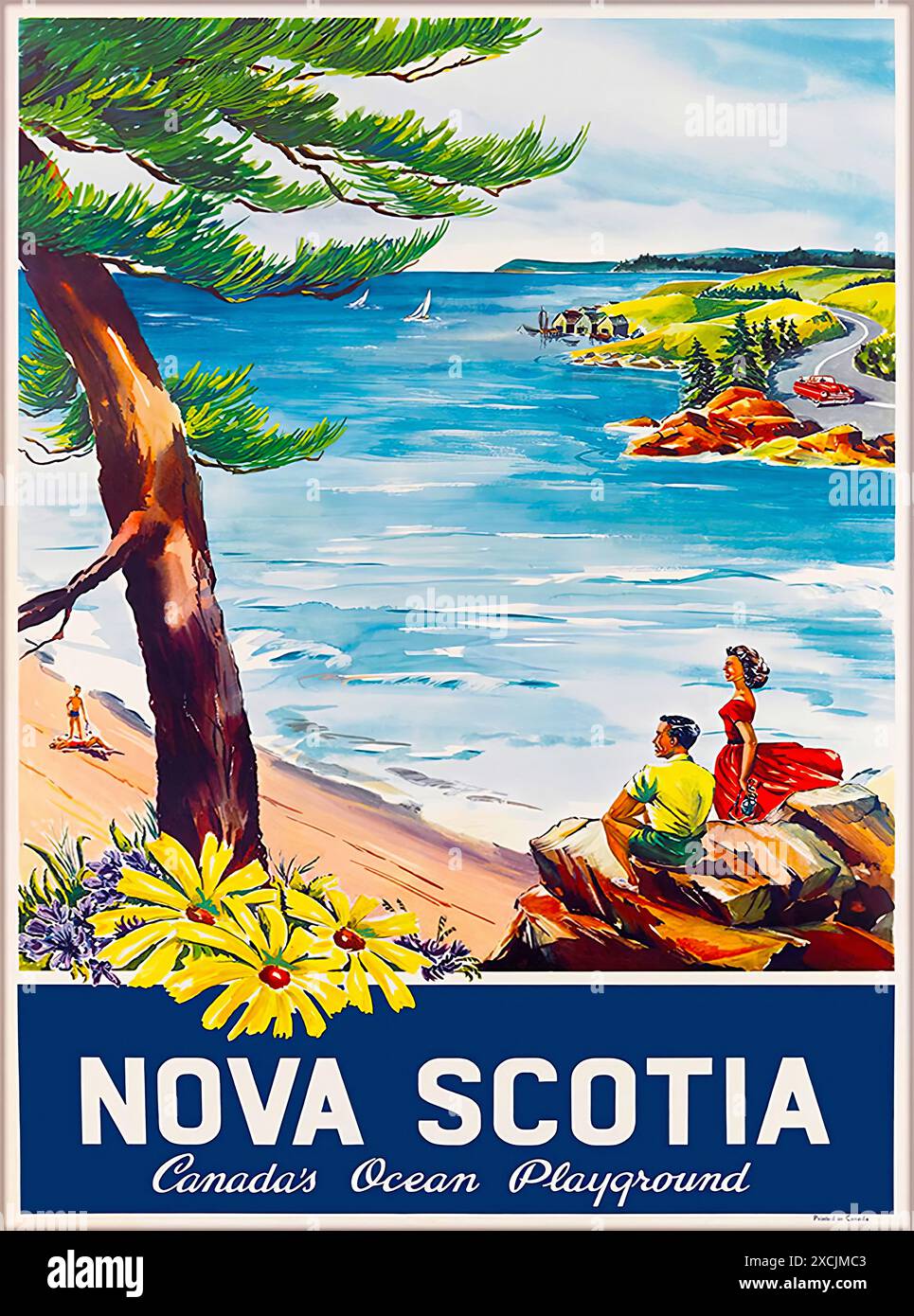 Nova Scotia, Canada's Ocean Playground - Vintage Travel Poster Stock Photo - Alamy
