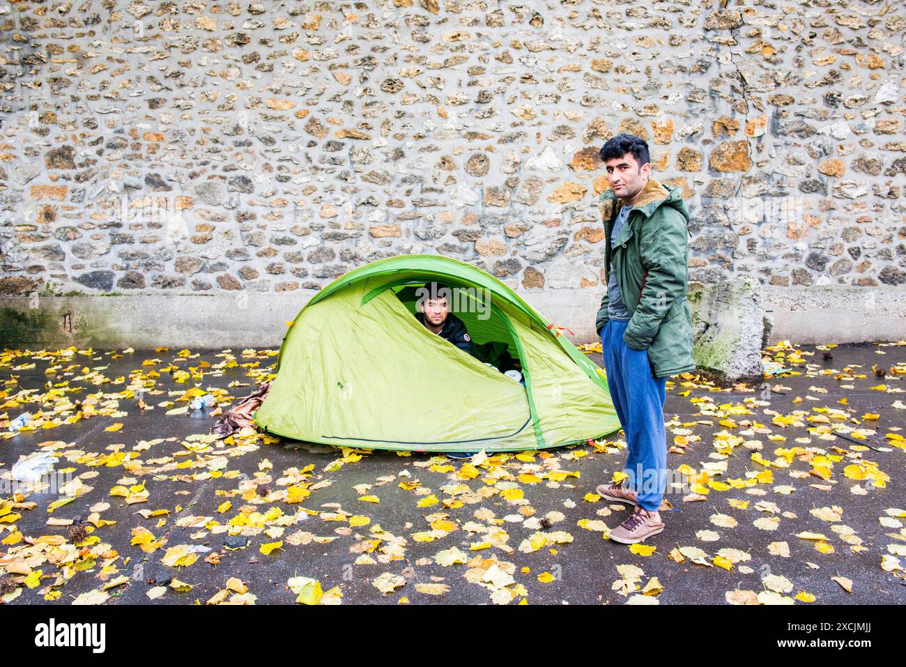 Refugee Migrants and their Tent Two Refugee Migrants living inside ...