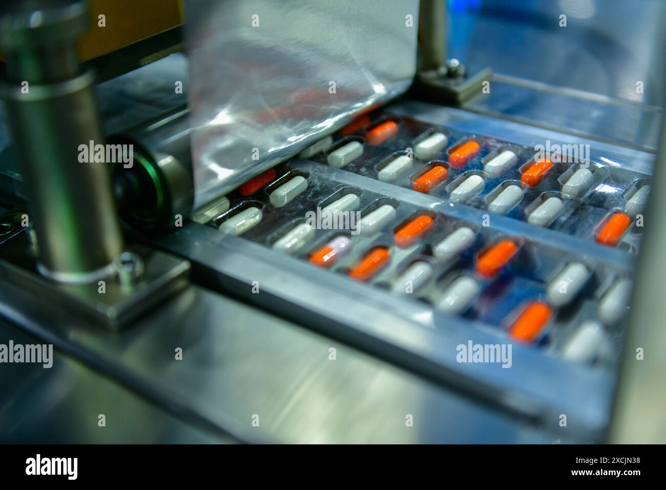 Capsule medicine pills during production line and packing process on ...