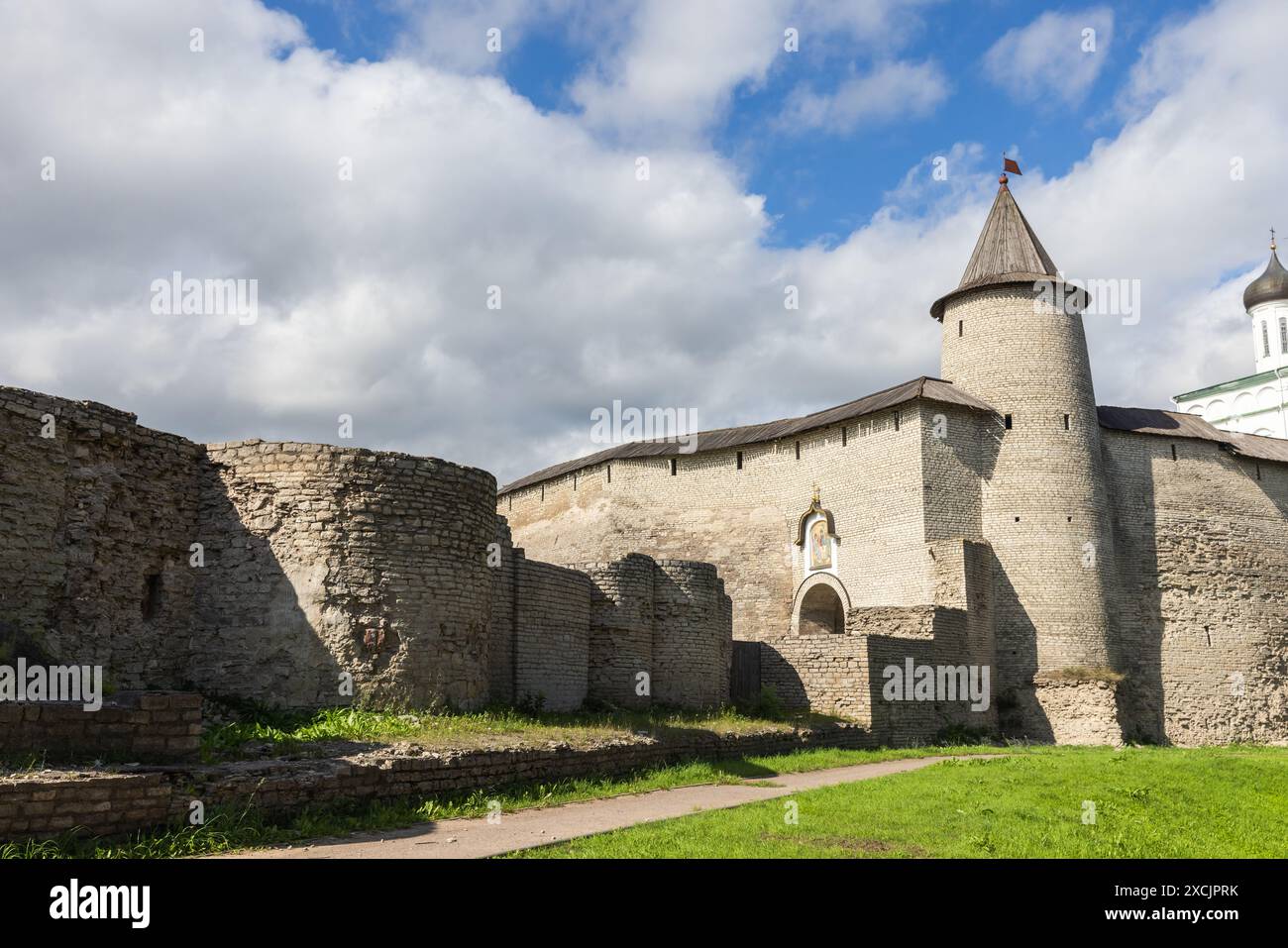Kremlin of Pskov, Russia. Classical Russian ancient architecture. Stone ...