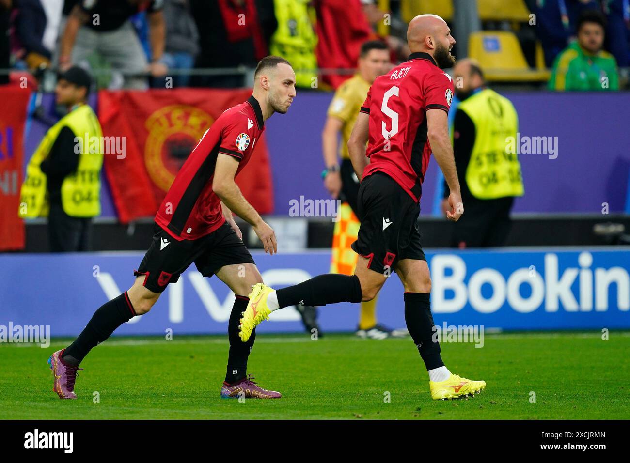 Mario Mitaj and Arlind Ajeti of Albania celebrating goal during the ...