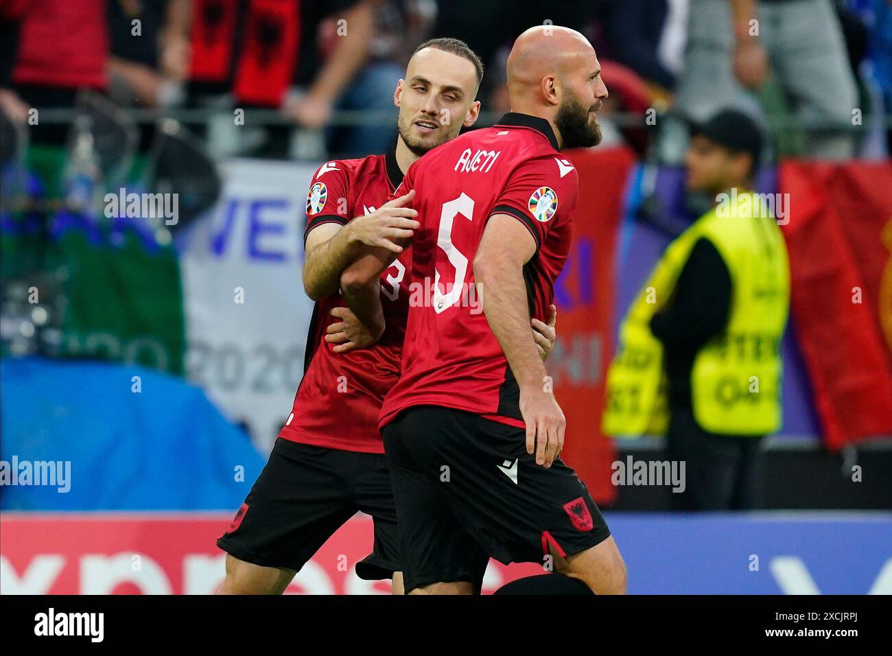 Mario Mitaj and Arlind Ajeti of Albania celebrating goal during the ...