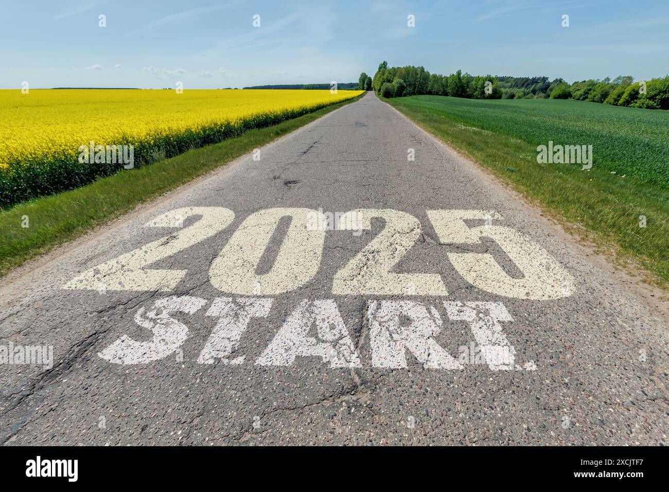 numbers 2024, 2025 on asphalt road highway. concept of destination in ...