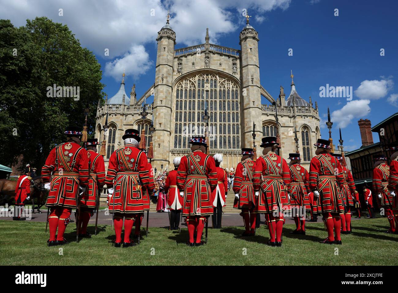Yeomen of the Guard stand in position at the annual Order of the Garter ...