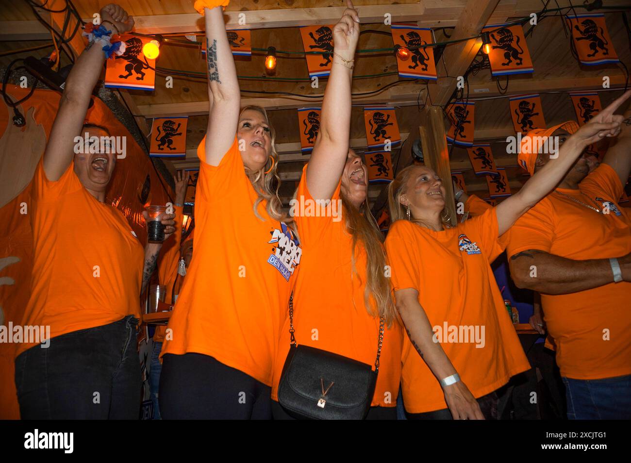 Dutch football supporters celebrate their victory 2-1 win against ...