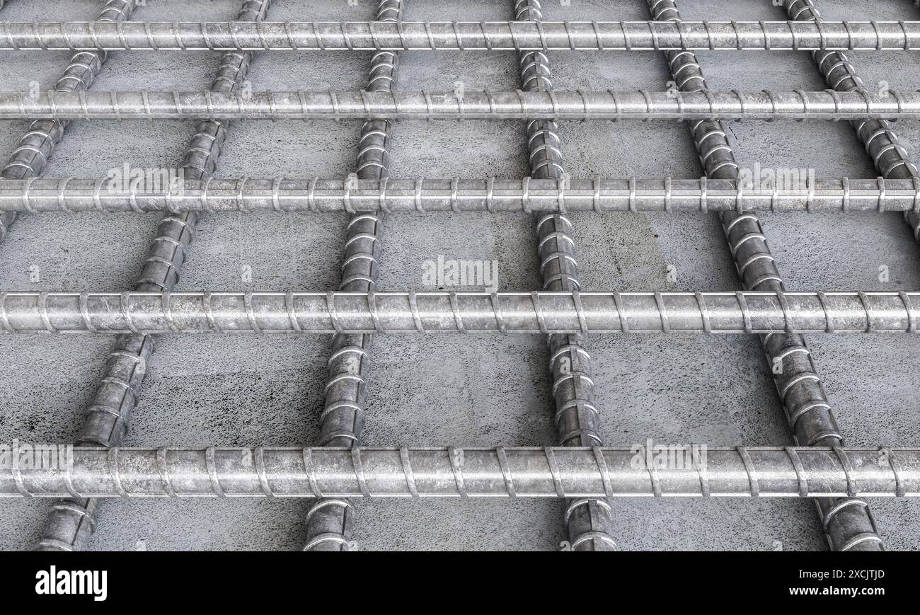 Steel rebar grid forming a structure for pouring concrete Stock Photo - Alamy
